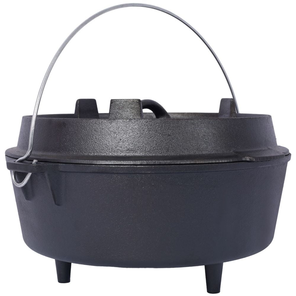 IVV 12 Quart Pre-Seasoned Cast Iron Dutch Oven with Skillet Lid and Lid ...
