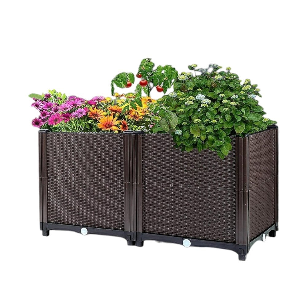 IVV 2 Pack Elevated Plastic Raised Garden Bed Planter Kit, Outdoor ...