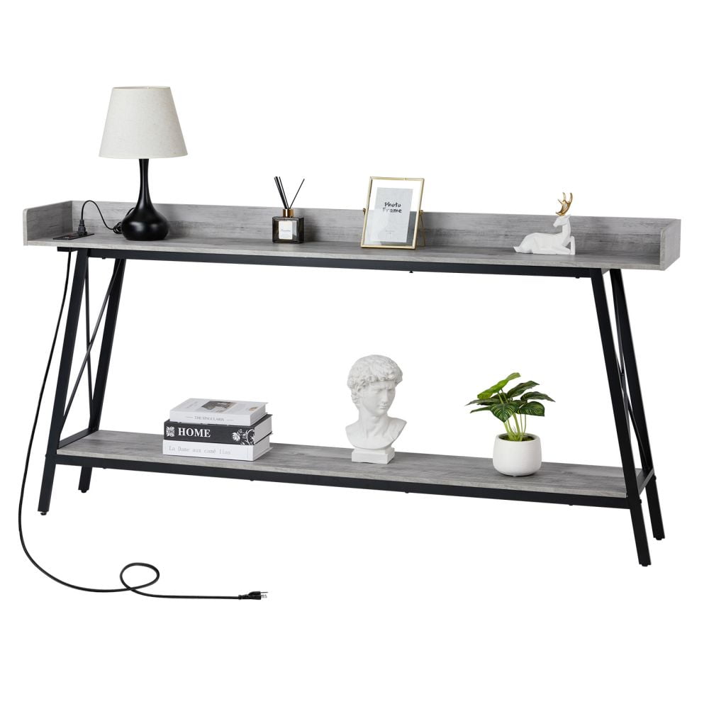 IVV 2-Tier Sofa Table with Outlets and USB Ports, 70.9 inch Extra Long ...