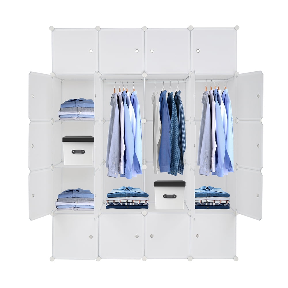 IVV 20 Cube Portable Clothes Closet, Plastic Wardrobe with Hanging Rods ...