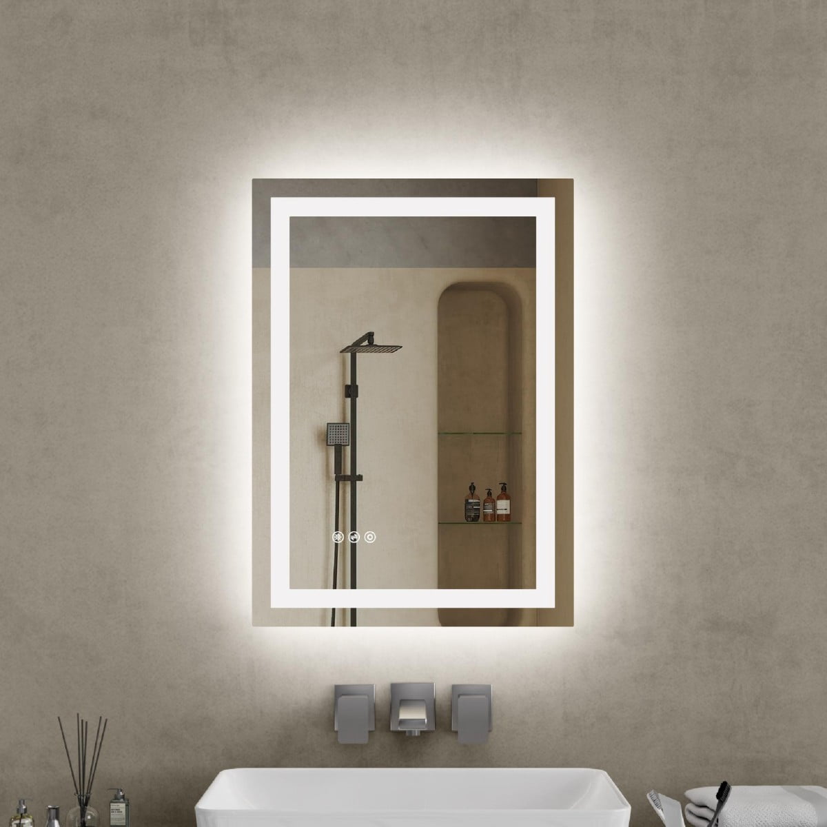 IVV 20"x28" LED Bathroom Mirror with Lights, Anti-Fog, Backlit + Front ...