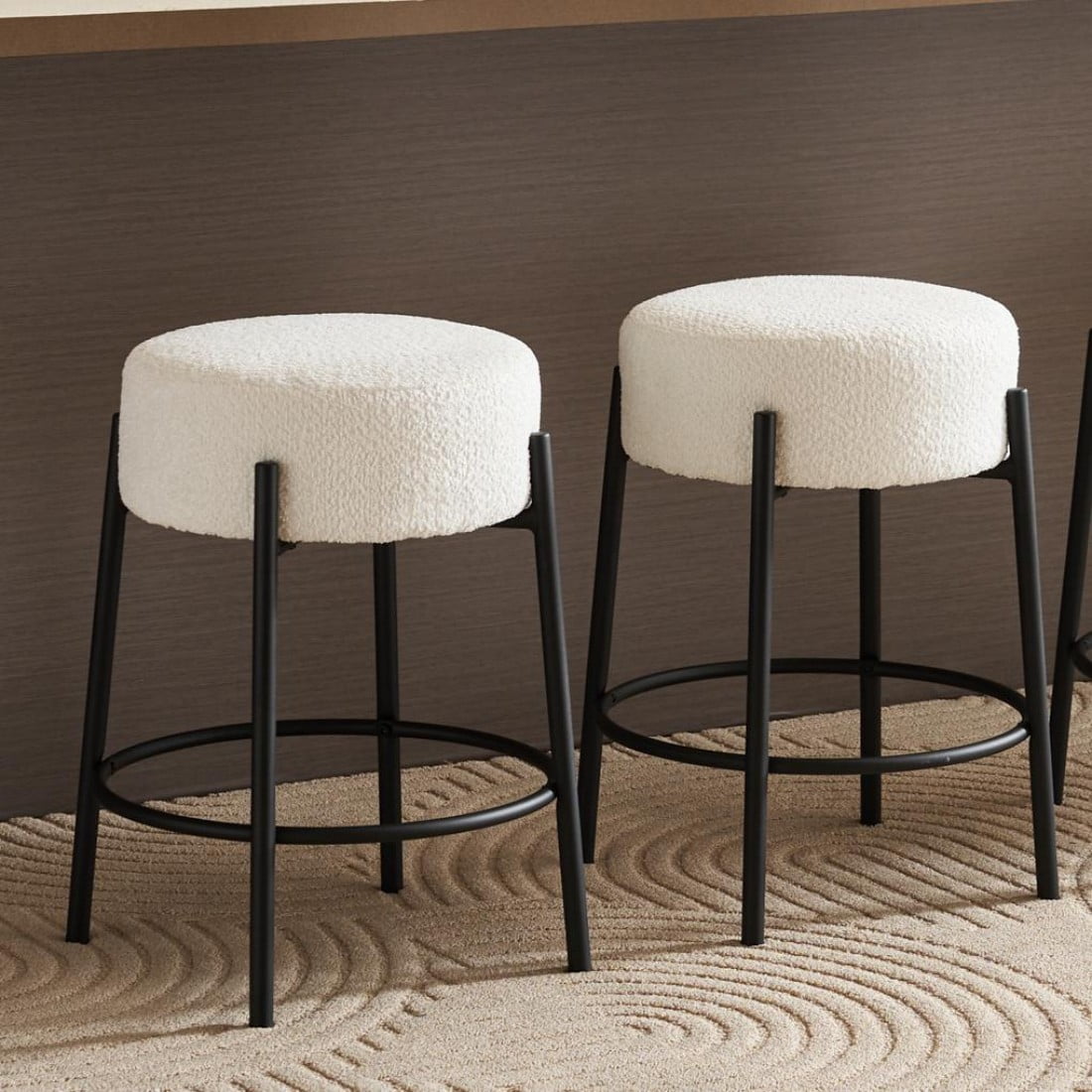 IVV 24"H Upholstered Bar Stools Set of 2, Backless Counter Height ...