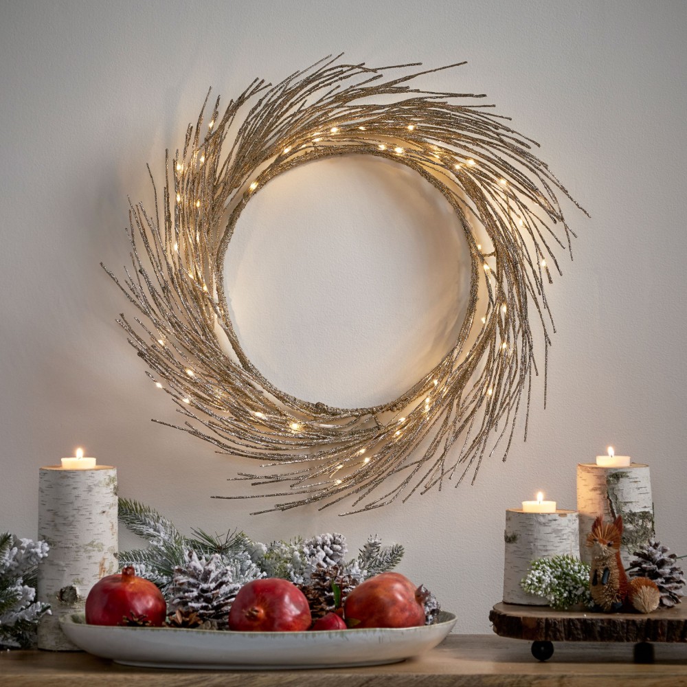 IVV 24 Inch Decorative Wreath with LED Light, Craft Paper Wreath for ...