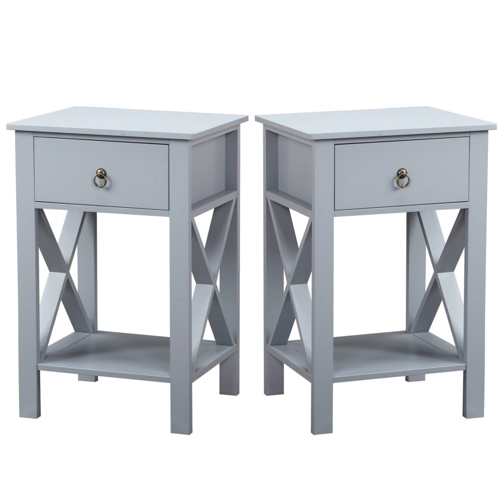 IVV 2PCS Versatile Bedside End Tables with Open Shelf and Storage ...