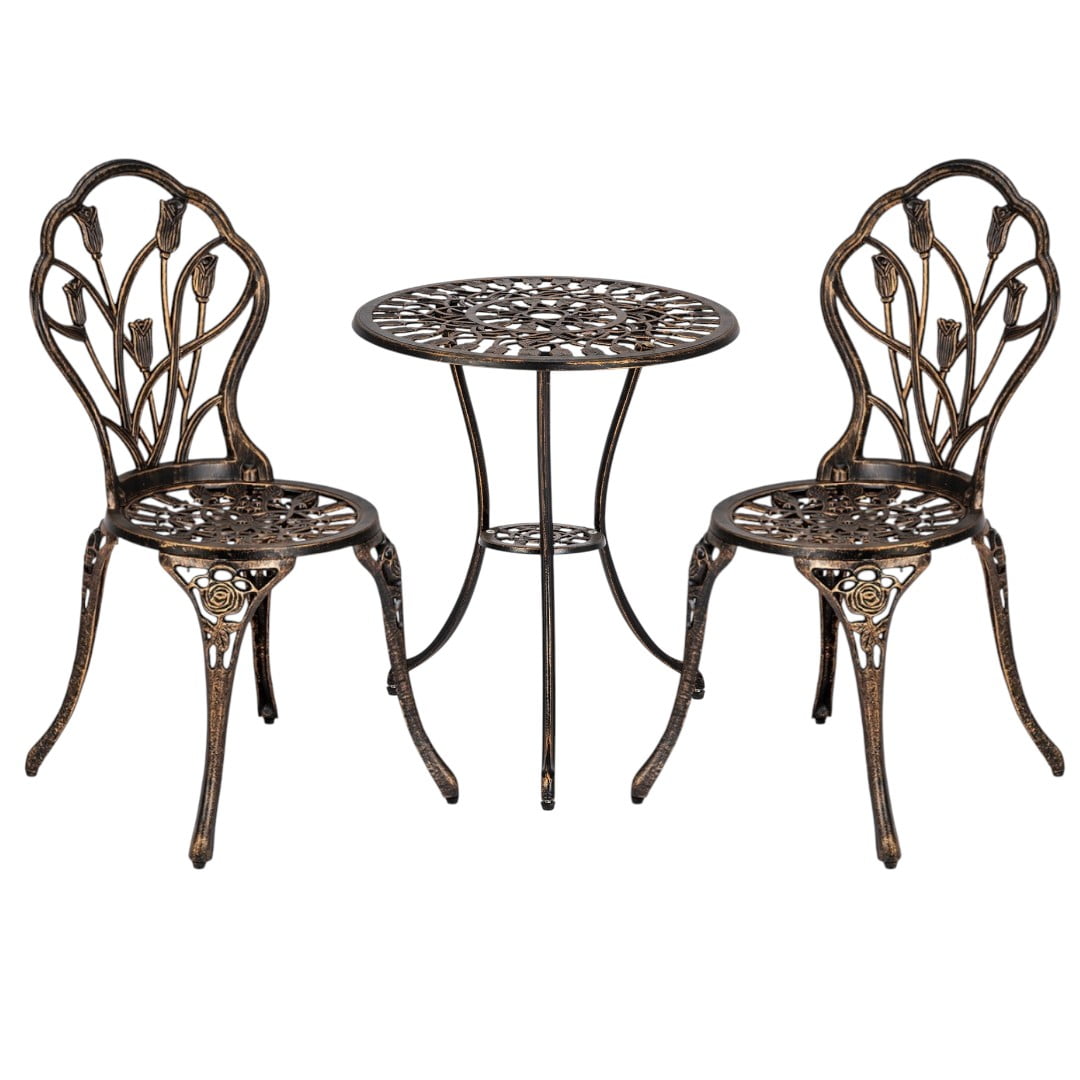 IVV 3 Piece Cast Aluminum Bistro Set, Indoor Outdoor Rust-Resistant ...