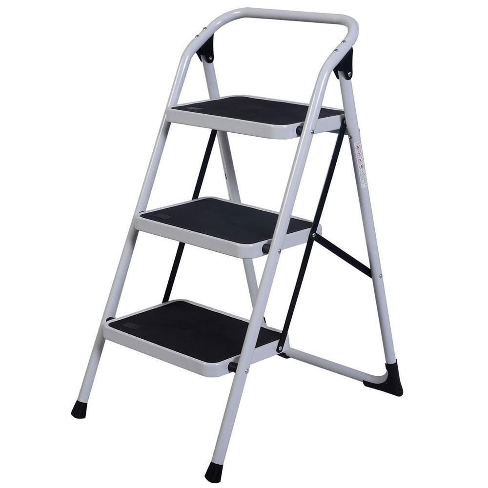 IVV 3 Steps Iron Ladder, Portable Steel Step Stool, Short Handrail ...