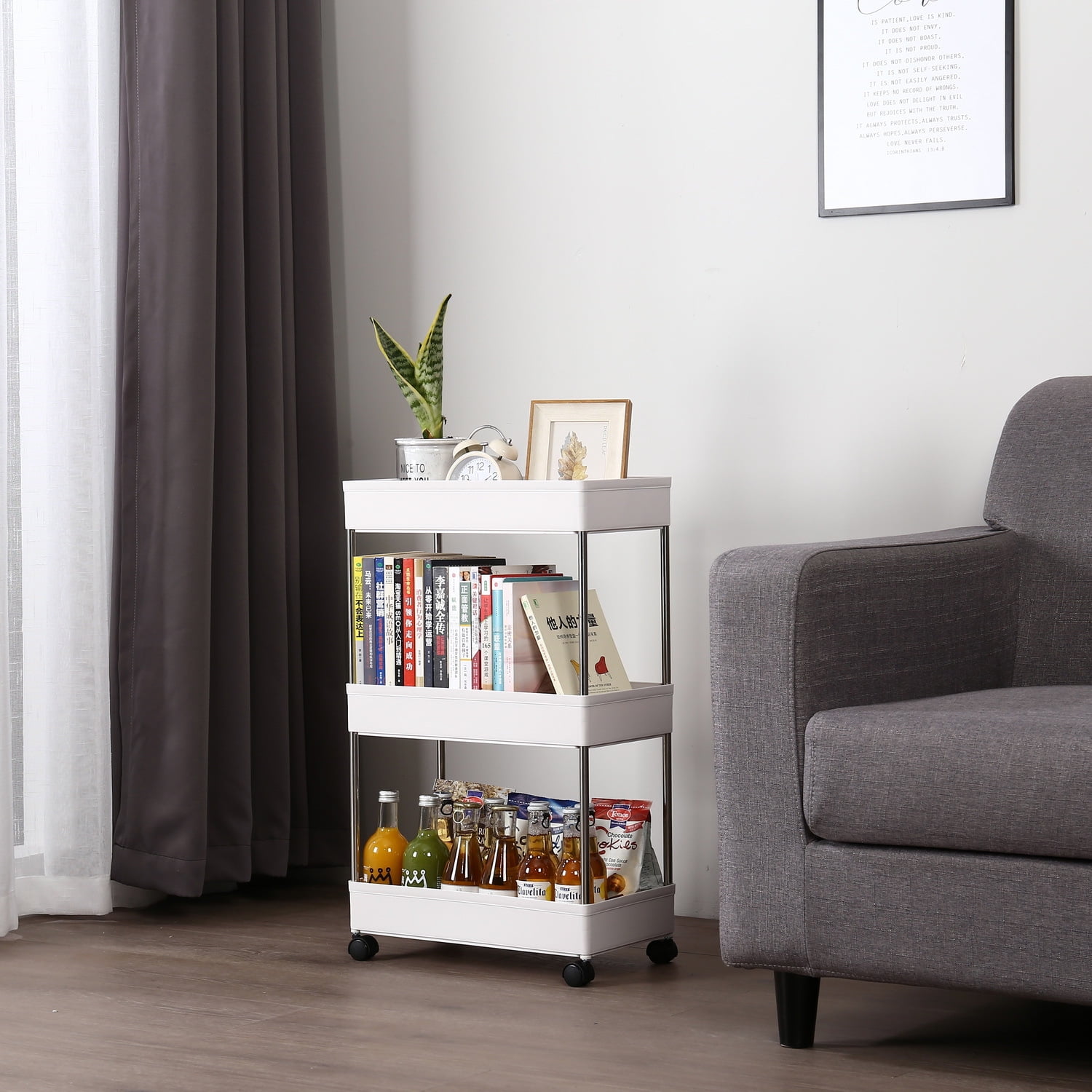 IVV 3 Tier Classic Storage Rolling Cart, Slim Storage Cart with Wheels ...