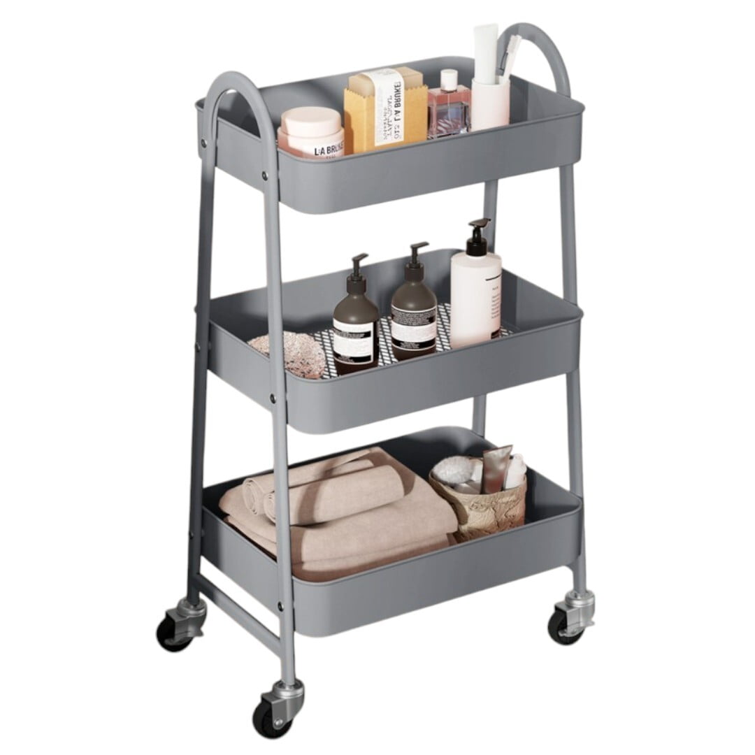 IVV 3 Tier Metal Rolling Cart on Wheels, Utility Storage Cart with ...