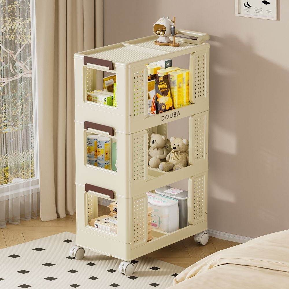 IVV 3-Tier Mobile Bookshelf, Rolling Bookcase Storage Rack, Movable ...