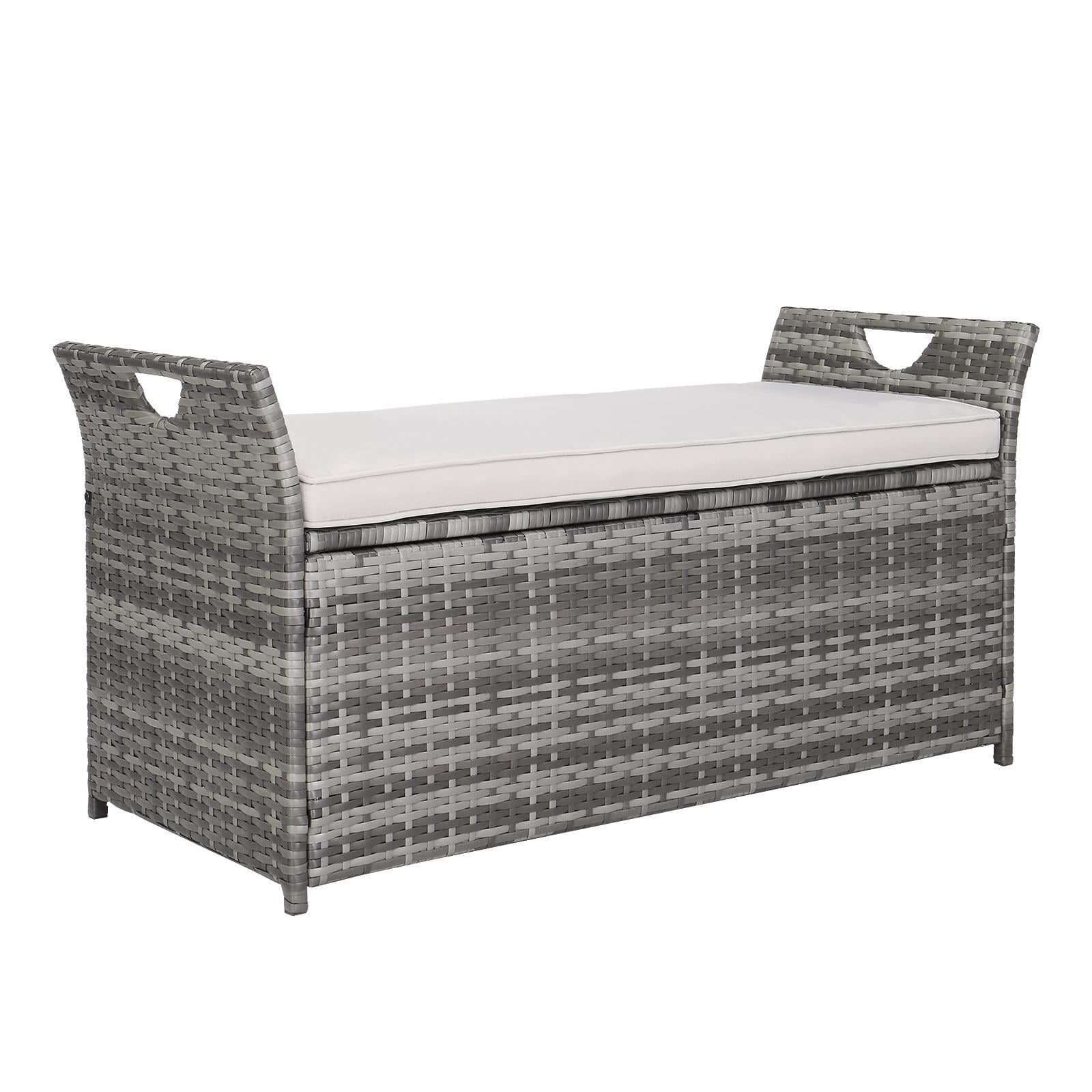 IVV 33 Gallon Outdoor Storage Bench with Cushion, Outdoor Wicker ...