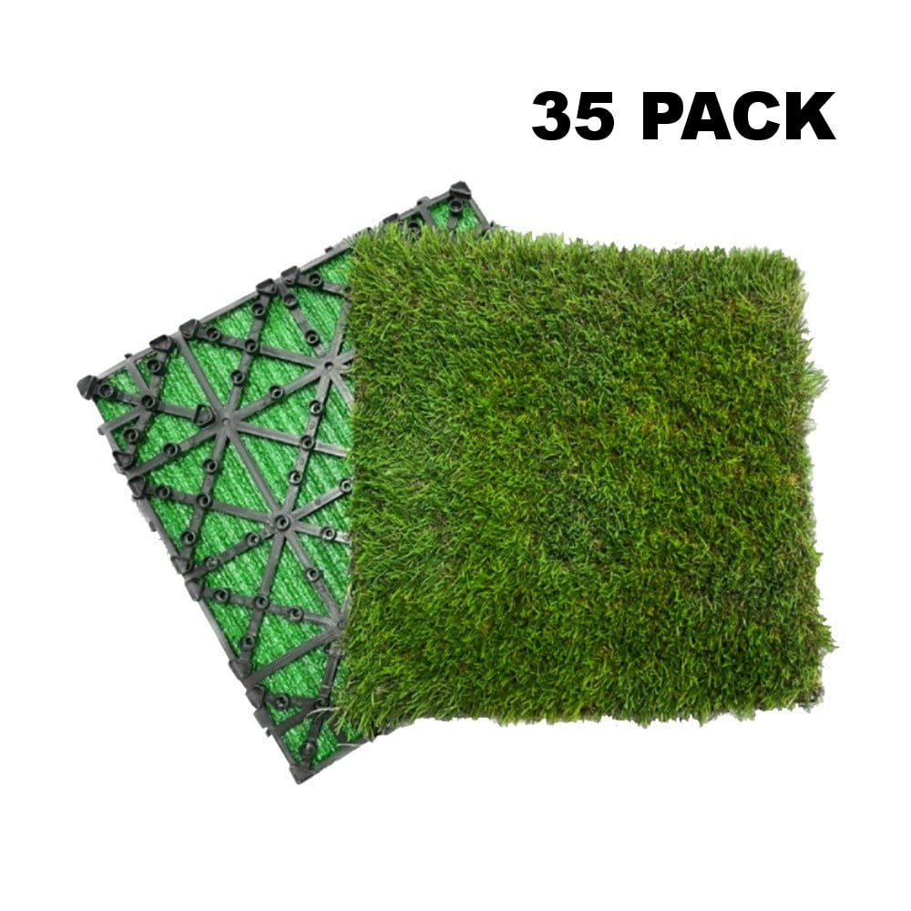 IVV 35PCS Artificial Grass Turf Interlocking Tiles 12"x12", Square Fake ...