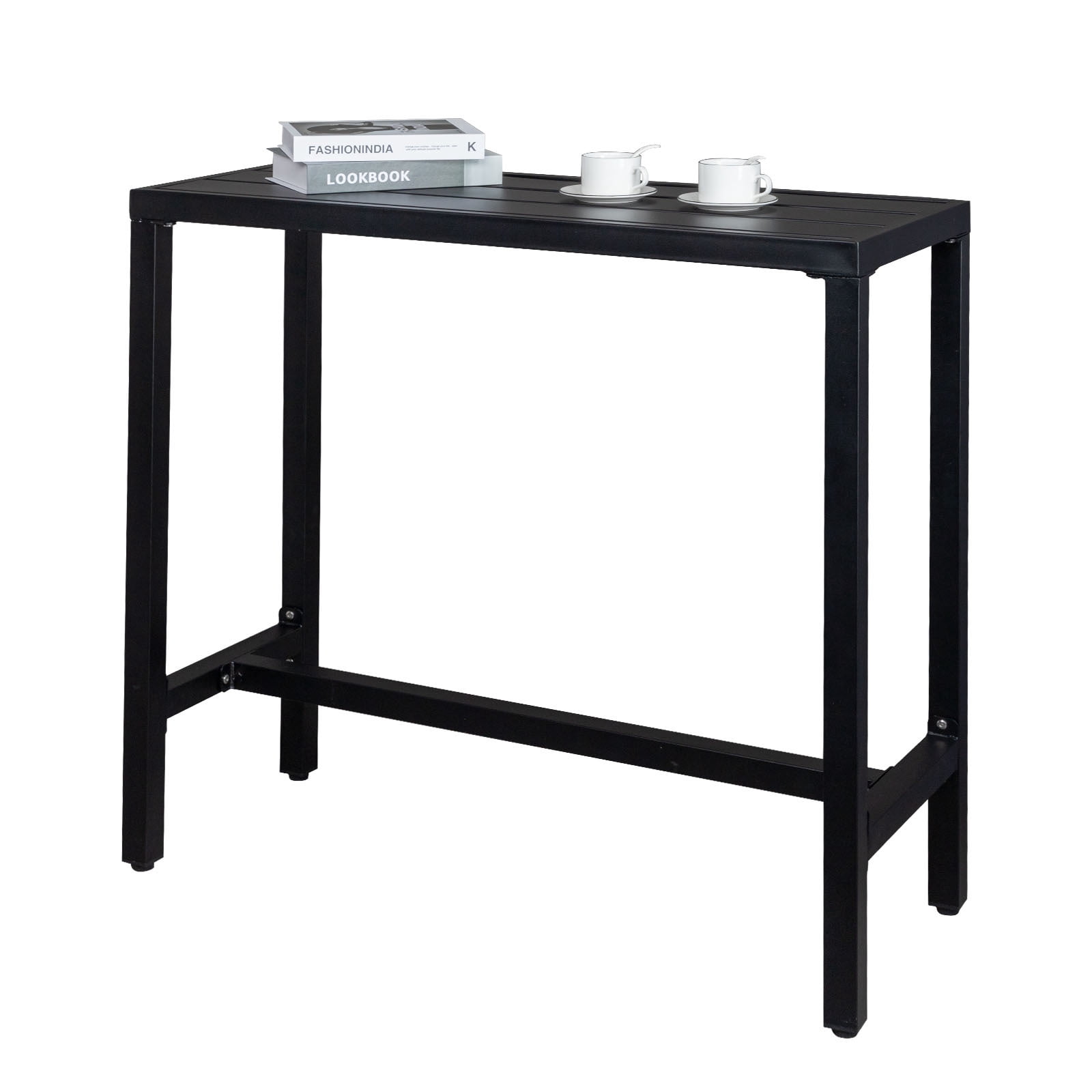 IVV 39.4" Bar Table, Metal Frame Pub Table Rectangular Counter Height ...