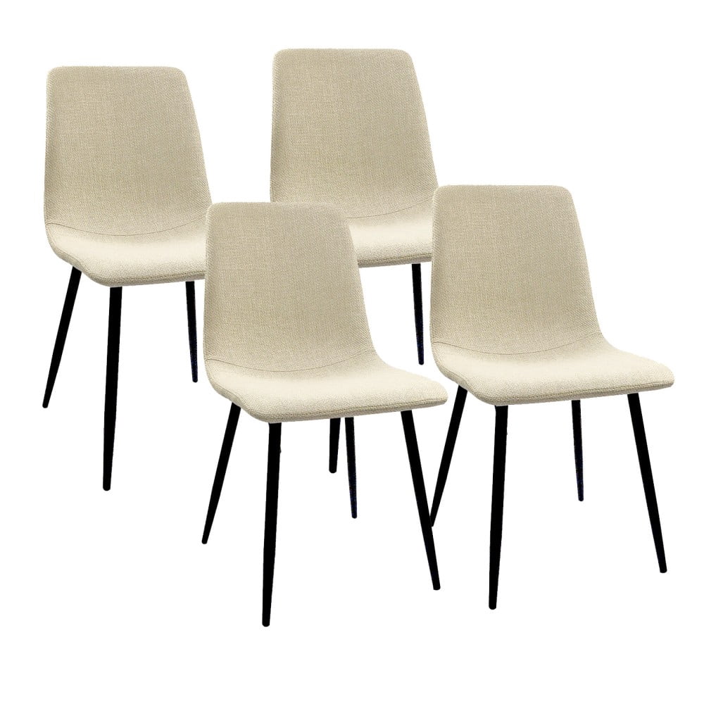 IVV 4 Pack Dining Chairs Set in Beige, Linen Fabric Upholstered Kitchen ...