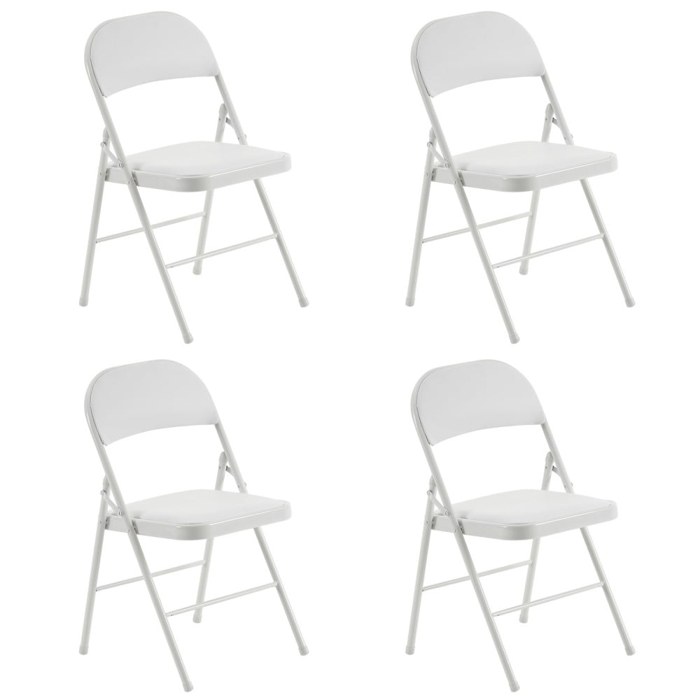 IVV 4-Pack Folding Chairs, Portable Metal Frame with Soft PVC Padded Cushion Seats for Home ...