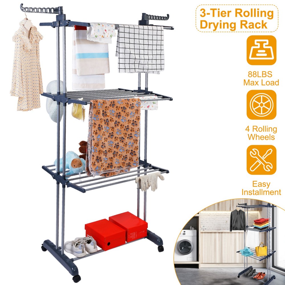 IVV 4-Tier Clothes Drying Rack Stand, Foldable Laundry Drying Rack 70.1 ...