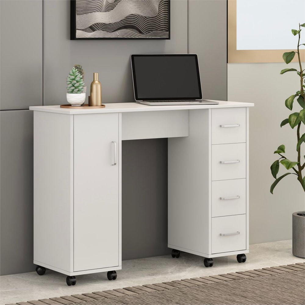 IVV 41.73" Home Office Computer Desk with 4 Drawers & 1-Door Cabinet ...
