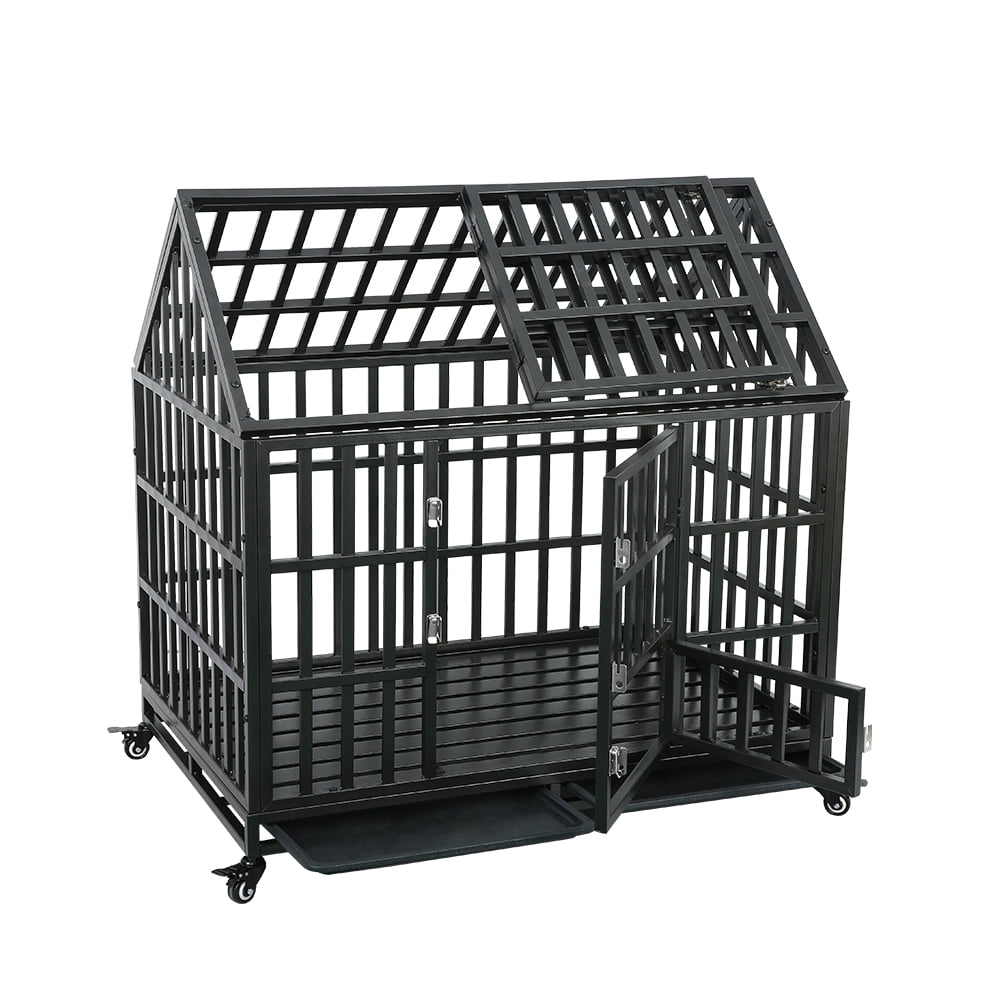 IVV 43" Heavy Duty Dog Crate, Strong Steel Dog Crate with 4 Lockable ...