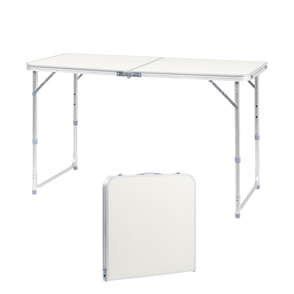 IVV 4FT White Folding Table with Carrying Handle, Height-Adjustable ...
