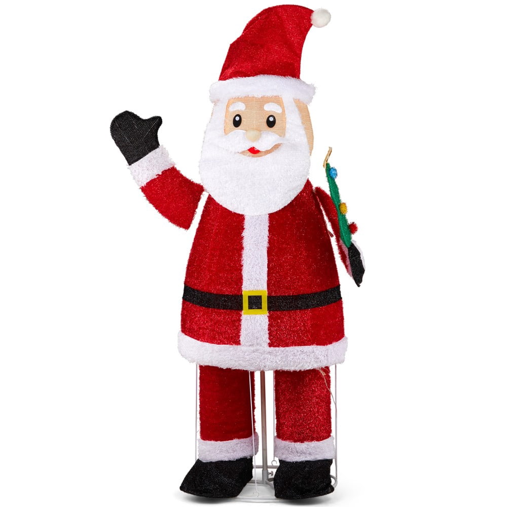 IVV 5.9ft Lighted Plush Christmas Santa Claus with 180 LED Warm White ...