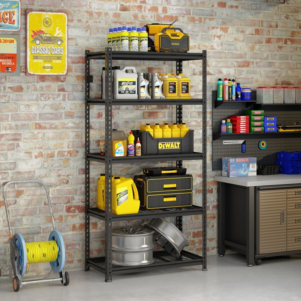 IVV 5 Tier Metal Storage Shelves, Adjustable Garage Shelving 450LBS ...