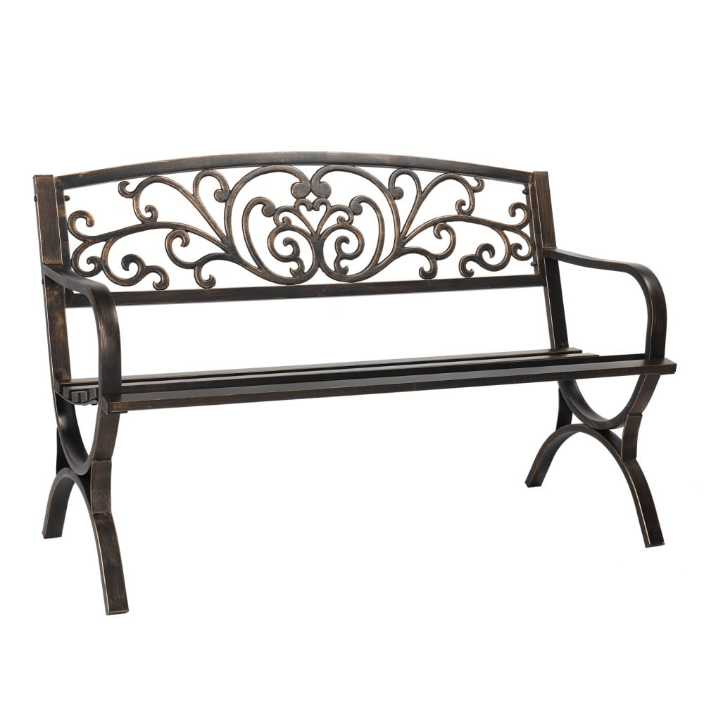 IVV 50in Garden Bench, Outdoor Iron Frame Patio Bench with Butterfly ...