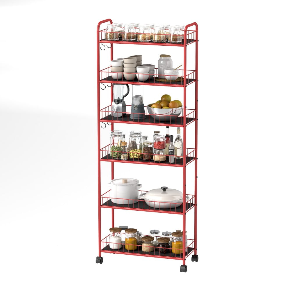 IVV 6 Tier Slim Rolling Storage Cart, Mobile Shelving Unit on Wheels ...