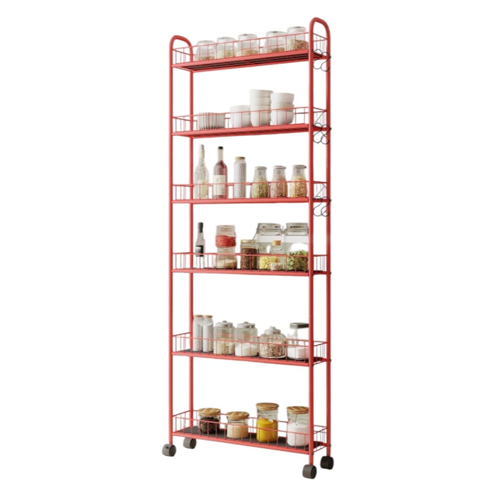 IVV 6 Tier Slim Storage Cart with Wheels, Mobile Metal Shelving Unit ...