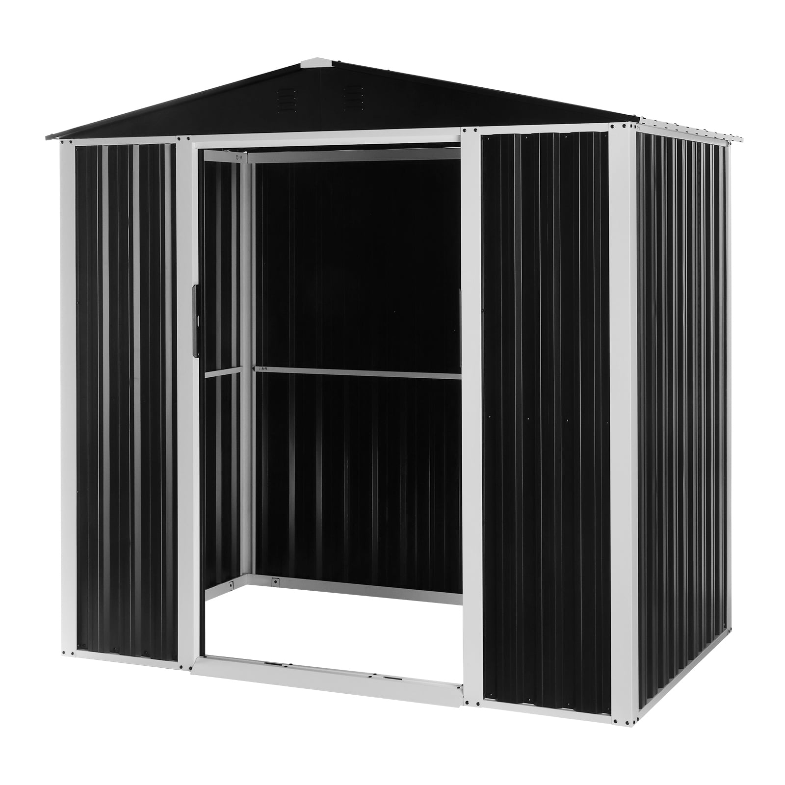 IVV 6 x 4 FT Outdoor Storage Shed with Double Sliding Doors, Metal ...