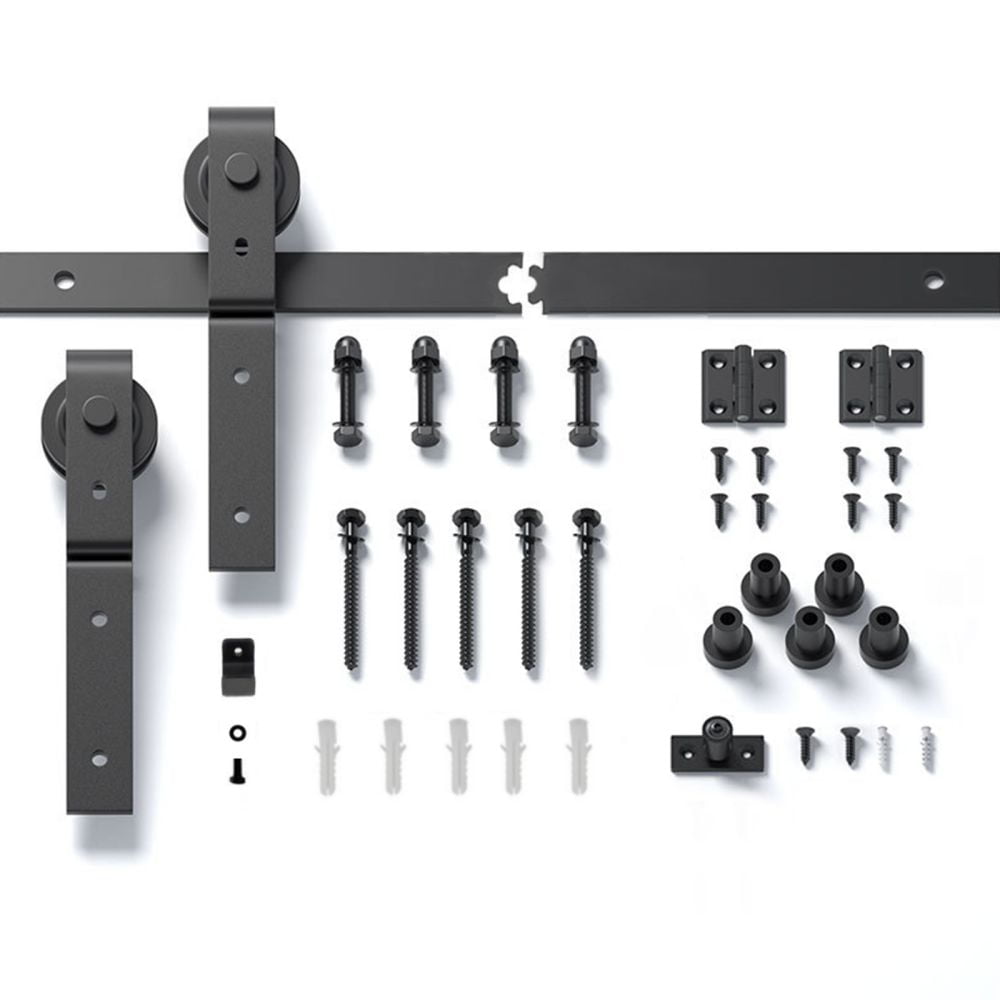 IVV 60" Bi-Folding Sliding Barn Door Hardware Kit for 2 Closet Doors, Wall Mounted Black Roller ...