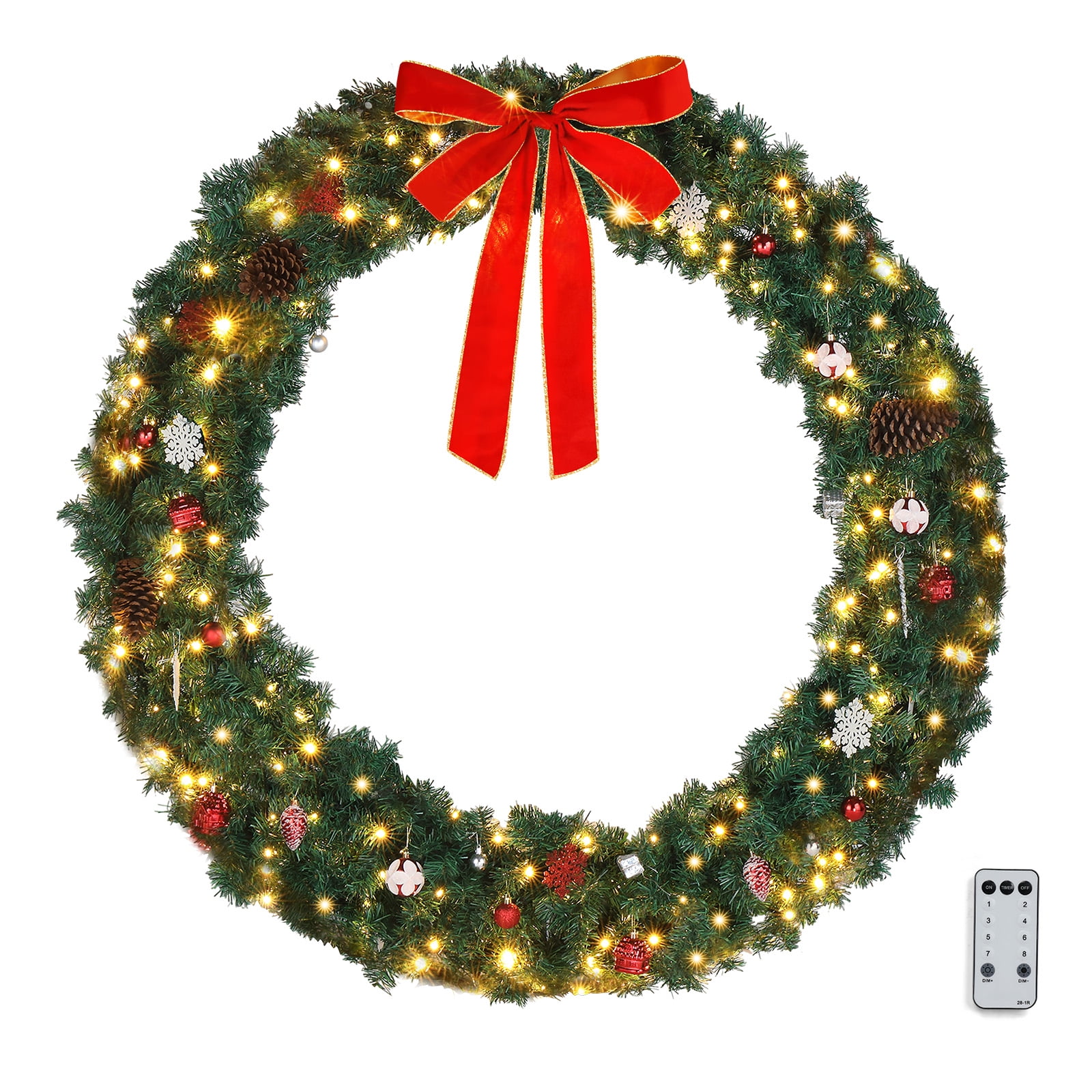 IVV 60 Inch Pre-lit Outdoor Christmas Wreath, Large Christmas Wreath ...