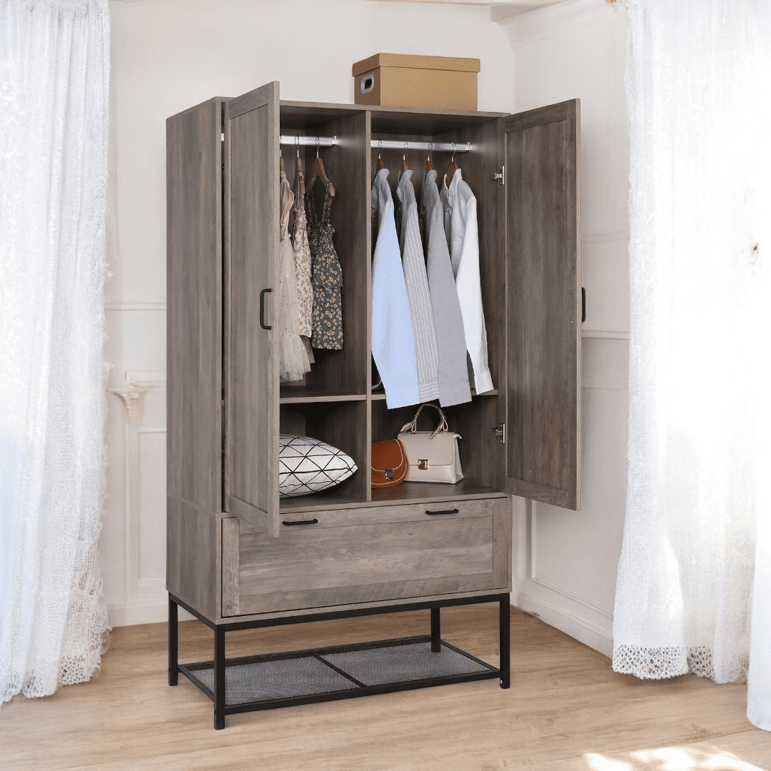 IVV 70.9" Tall Wooden Armoire Wardrobe Closet - Vintage Freestanding ...