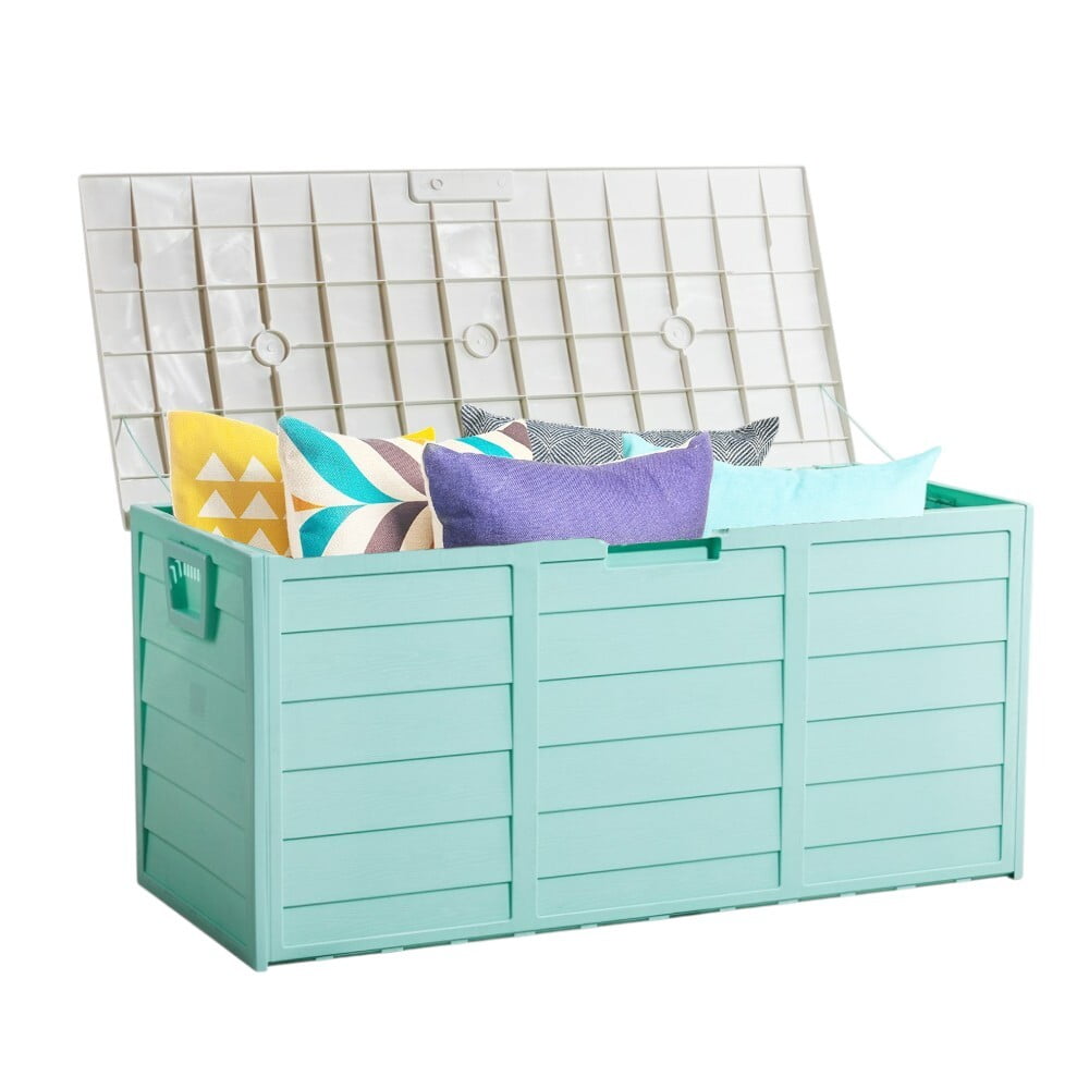 IVV 75 Gallon Plastic Patio Storage Box, Waterproof Outdoor Lockable ...