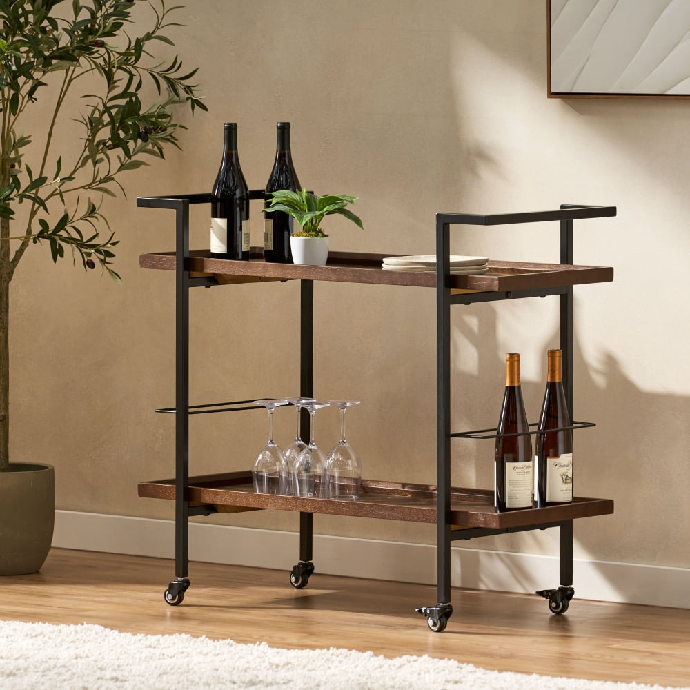 IVV Bar Carts for Home, 2-Tier Industrial Beverage Drink Cart with ...