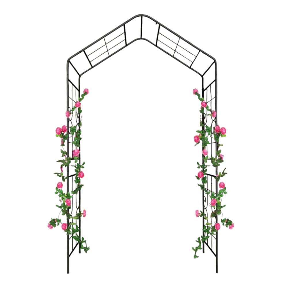 IVV Black Metal Garden Arch, 94.5" Tall Outdoor Pathway Arbor Trellis ...