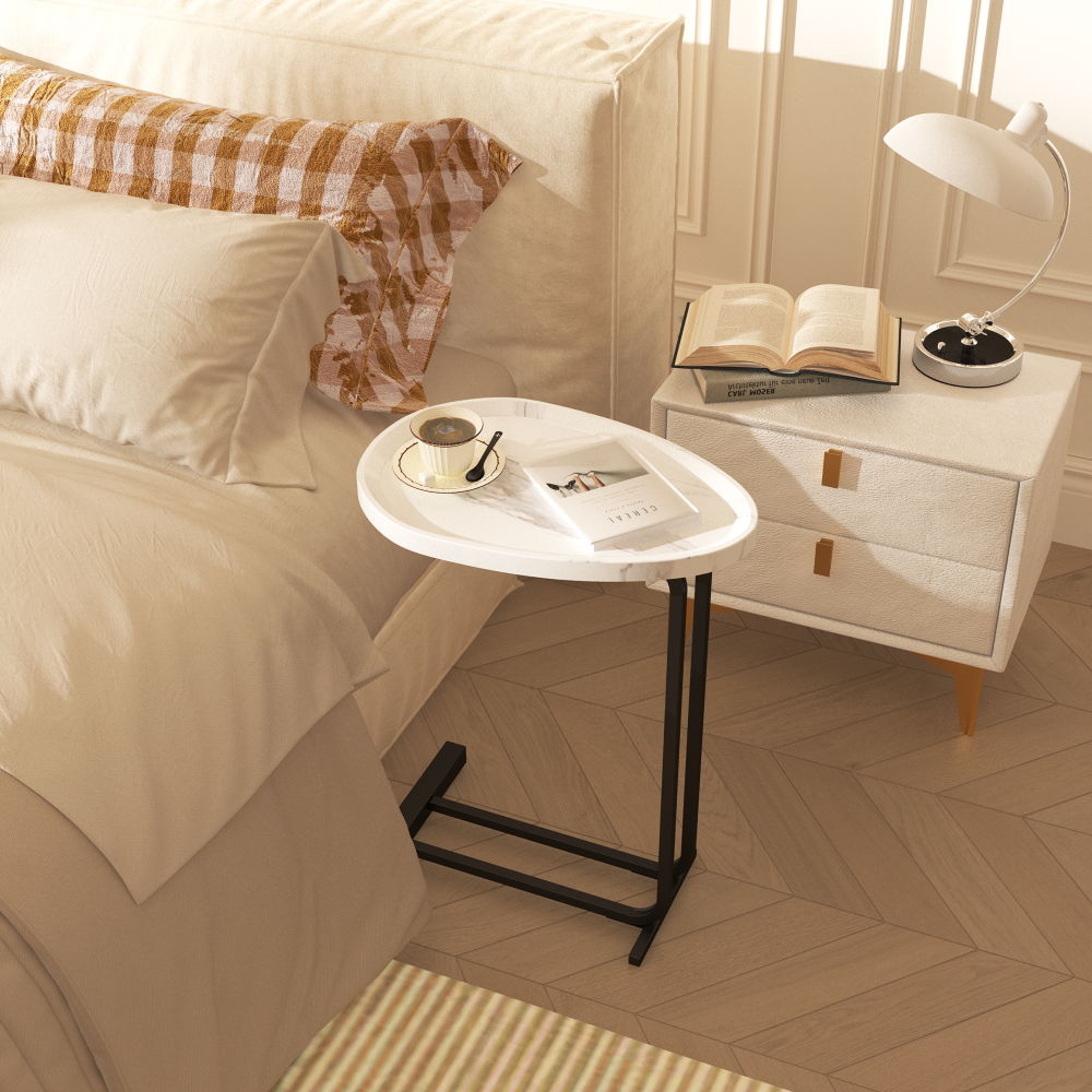 IVV C-Shaped End Table for Couch, Modern Small Side Table with Metal ...