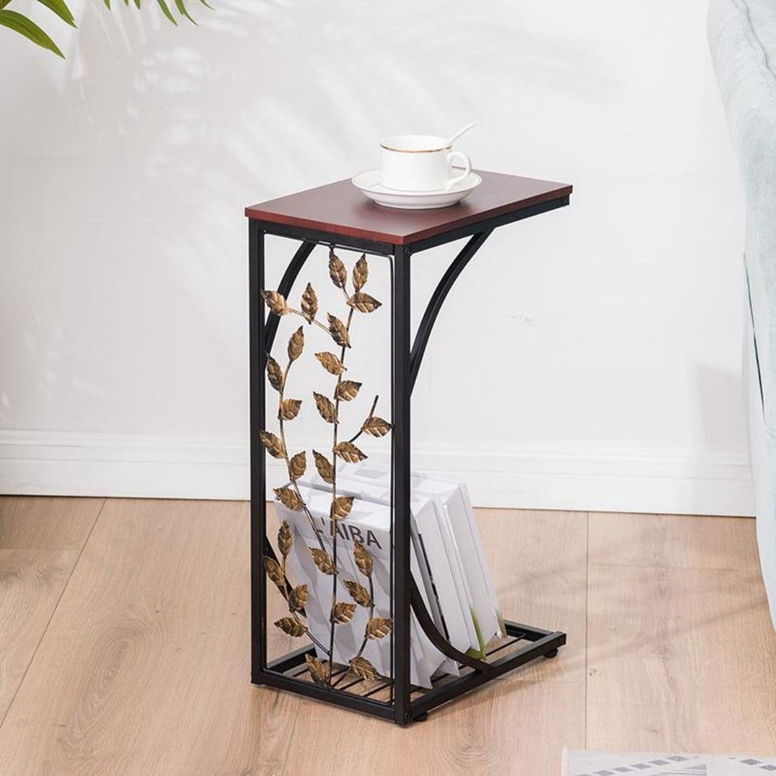 IVV C-Shaped Side End Coffee Table, Modern Sofa Side Table for Snack ...