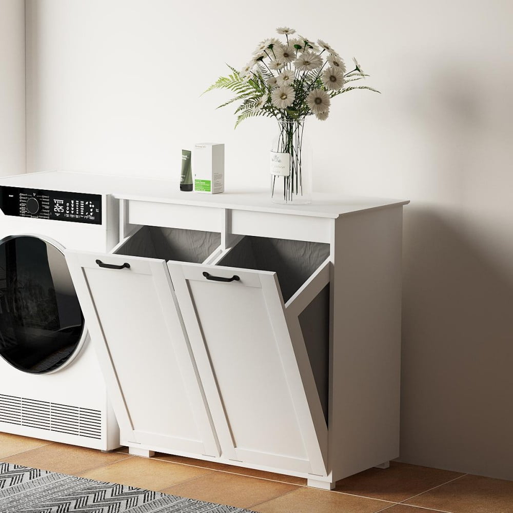 IVV Double Tilt Out Laundry Hamper Cabinet with 2 Removable Liner Bags ...