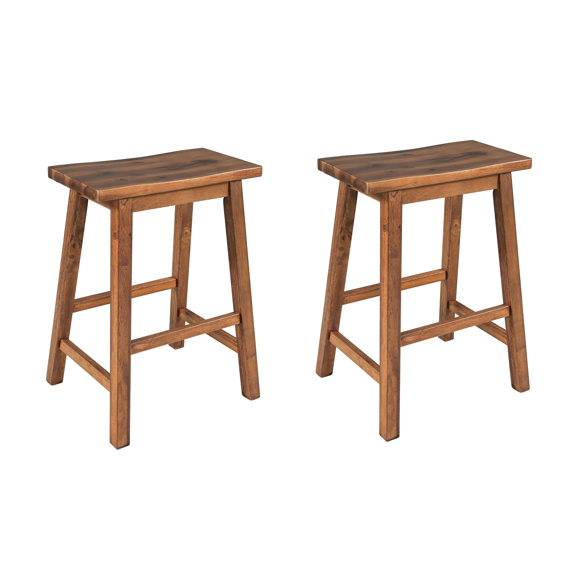 IVV Farmhouse Rustic Wood Backless Barstools Set of 2, 24"H Counter Dining Chairs with Cured ...