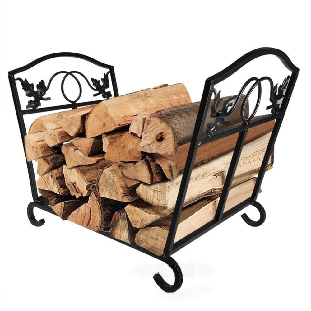 IVV Foldable Firewood Holder Indoor - Decorative Finish Metal Log Holder Rack for Fireplace - No ...