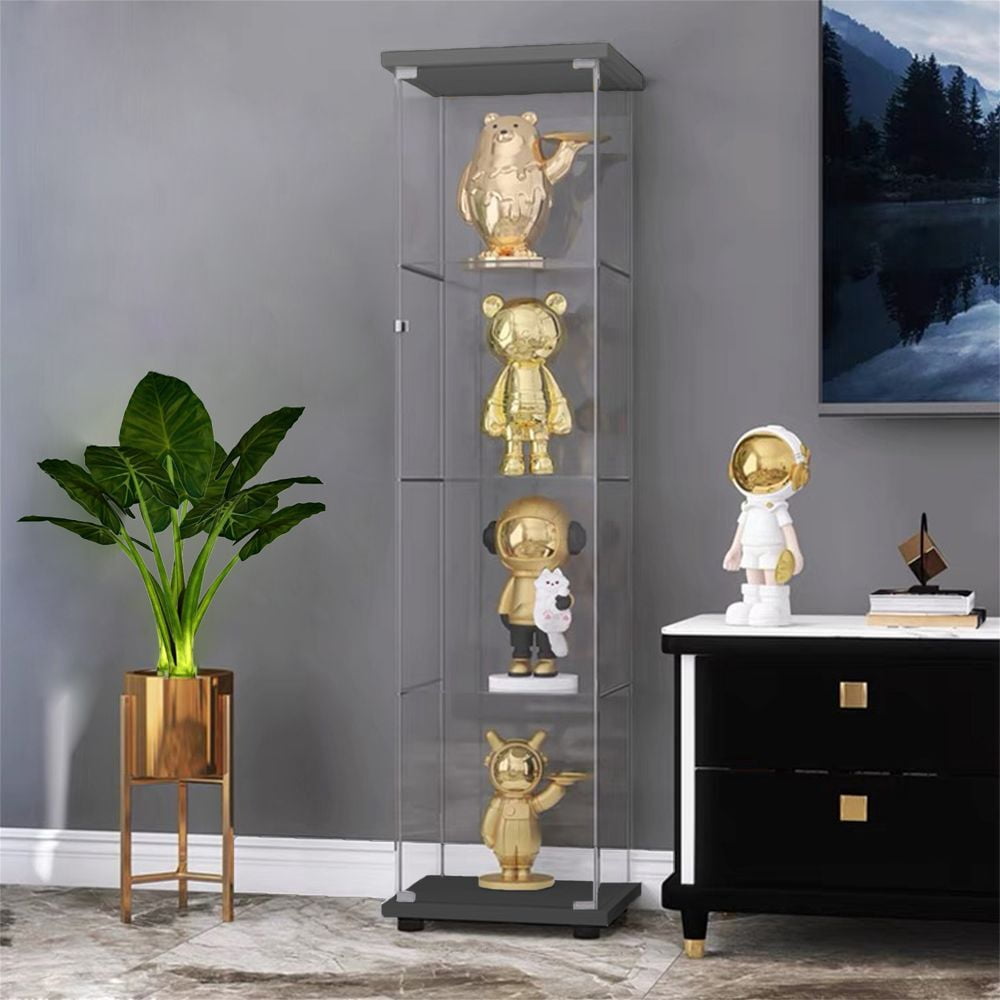 IVV Glass Display Cabinet 4 Shelves with Door, Easy to Install, Clear ...