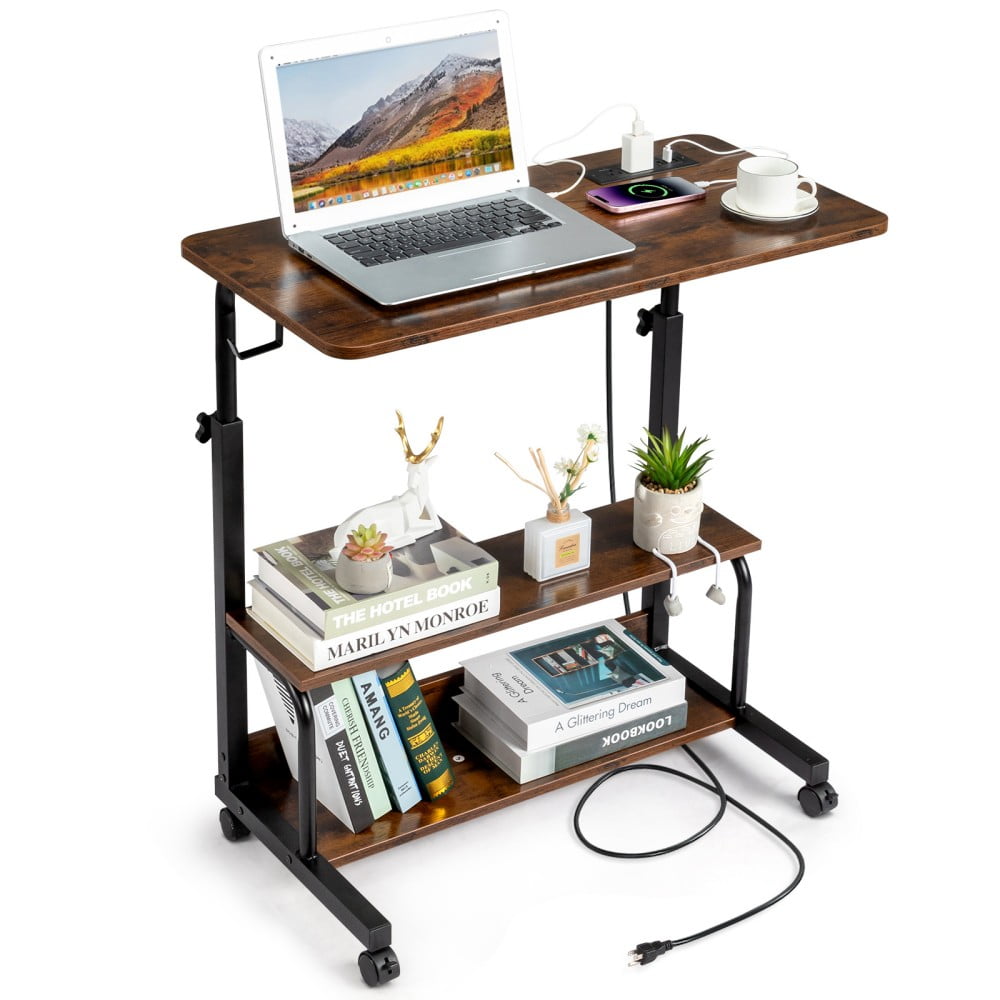IVV Height Adjustable Computer Desk with Power Outlets, 31.5" Manual ...