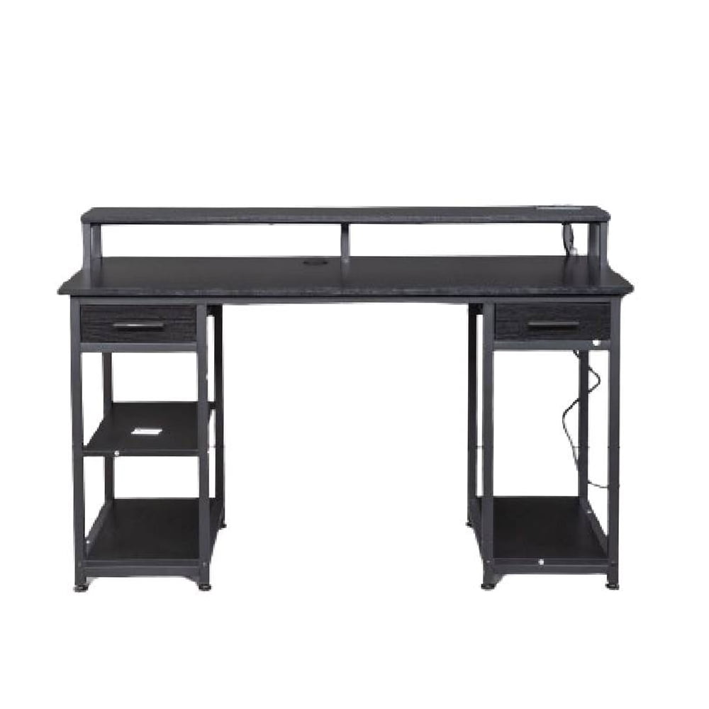 IVV Home Office Wooden Computer Desk with 2 Fabric Drawers and Storage Shelf, Multi-Functional ...