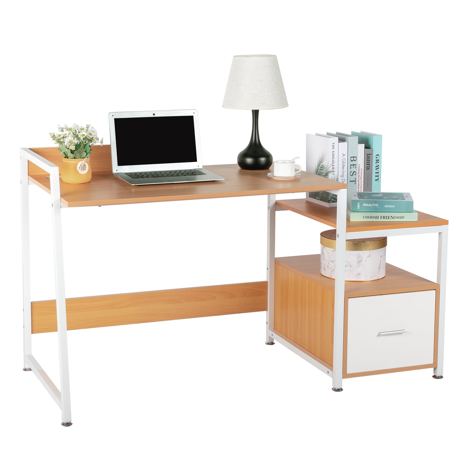IVV Industrial Computer Desk with File Drawer, Home Office Desk with ...