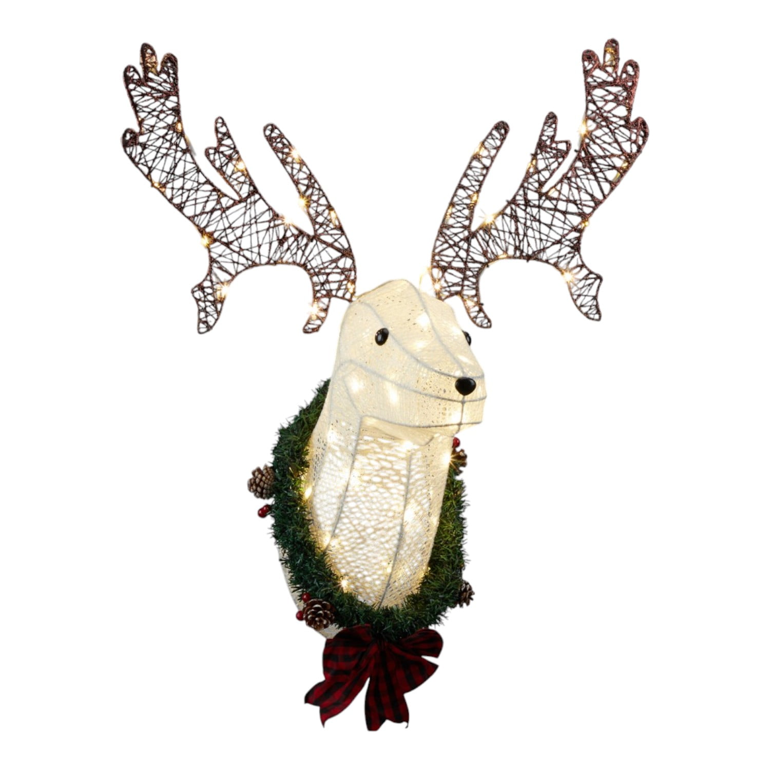 IVV Lighted Christmas Wall Decor Reindeer Head, 35.4" Pre-Lit 3D ...