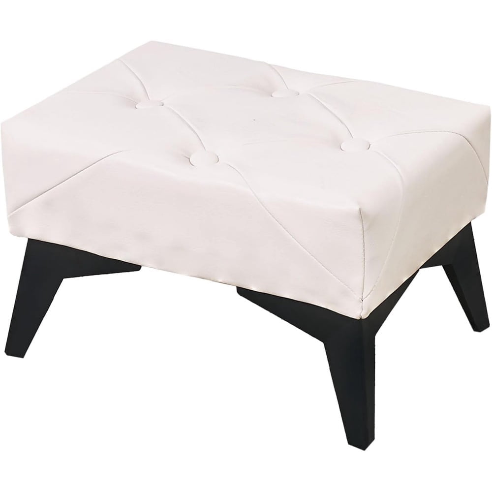 IVV Low Footrest Stool, White Tufted Upholstered Soft Ottoman with Iron ...