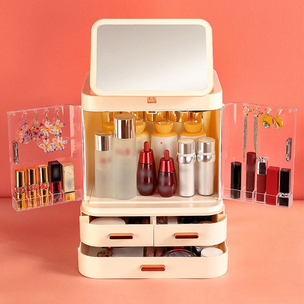 IVV Makeup Organizer With Rotatable LED Mirror, Multifunctional Makeup ...