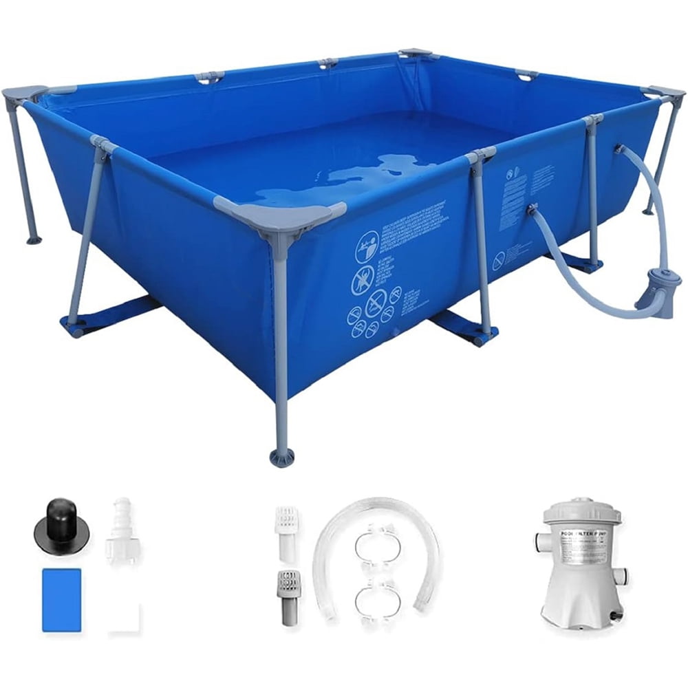 IVV Metal Frame Swimming Pool, 118"L x 79"W x 26"H Summer Rectangular ...