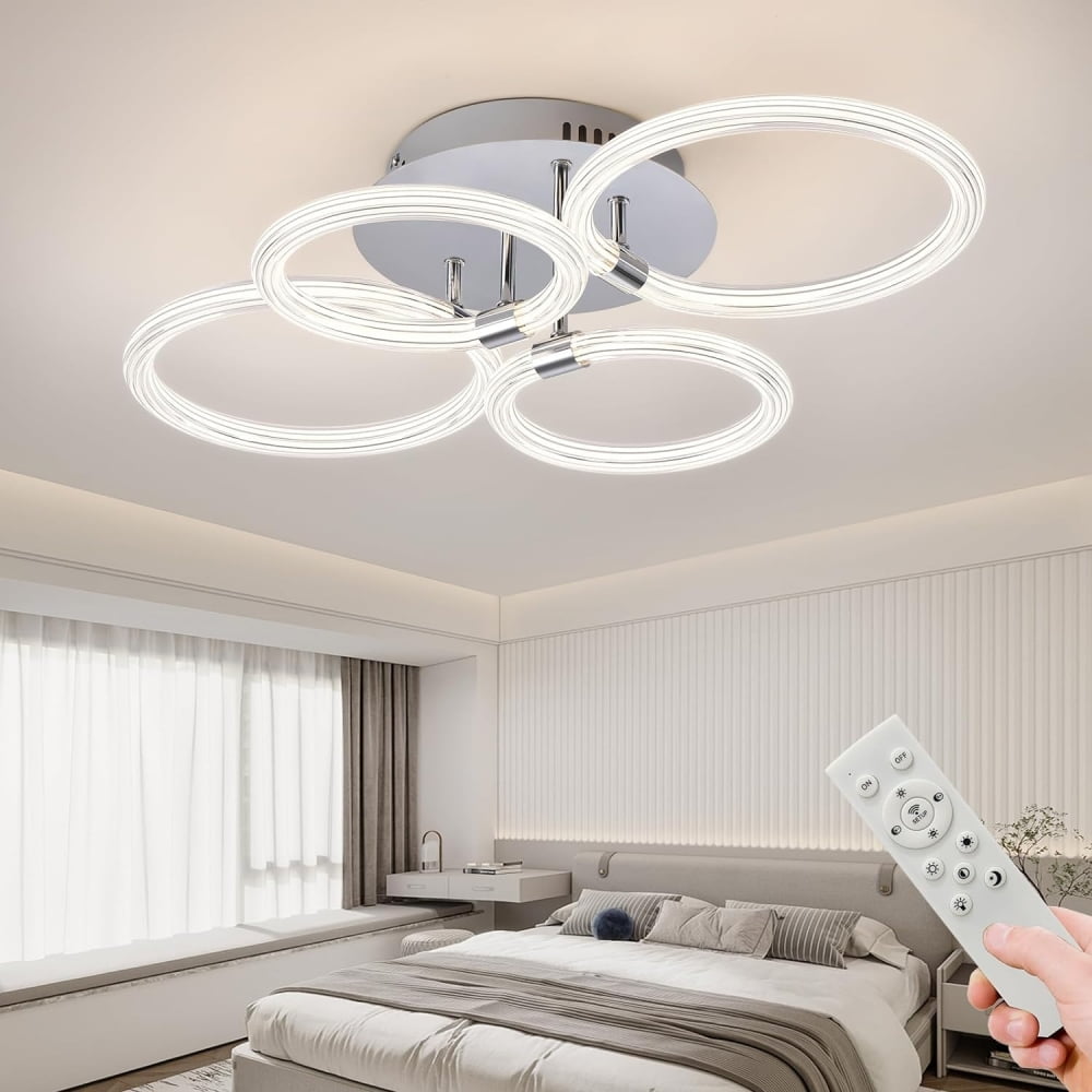 IVV Modern LED Flush Mount Ceiling Light with Dimmable Remote Control ...