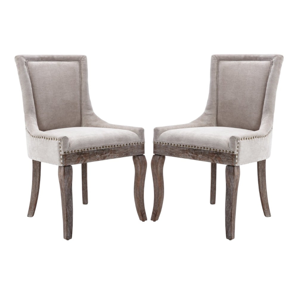 IVV Modern Upholstered Linen Dining Chairs Set of 2, High Back Tufted Seat with Nailhead Detail ...