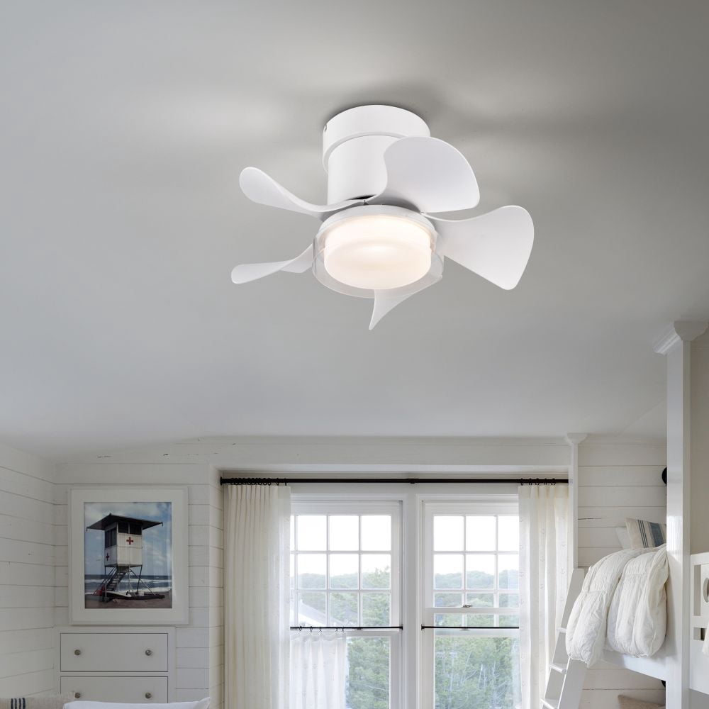 IVV Modern White Ceiling Fans with Remote and LED Light in 3 Color ...